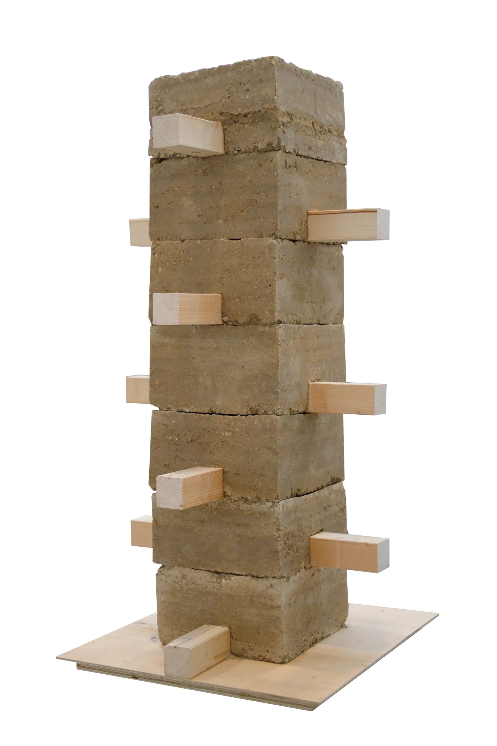Colonne imbrication bois et pisé | AliceBlogs